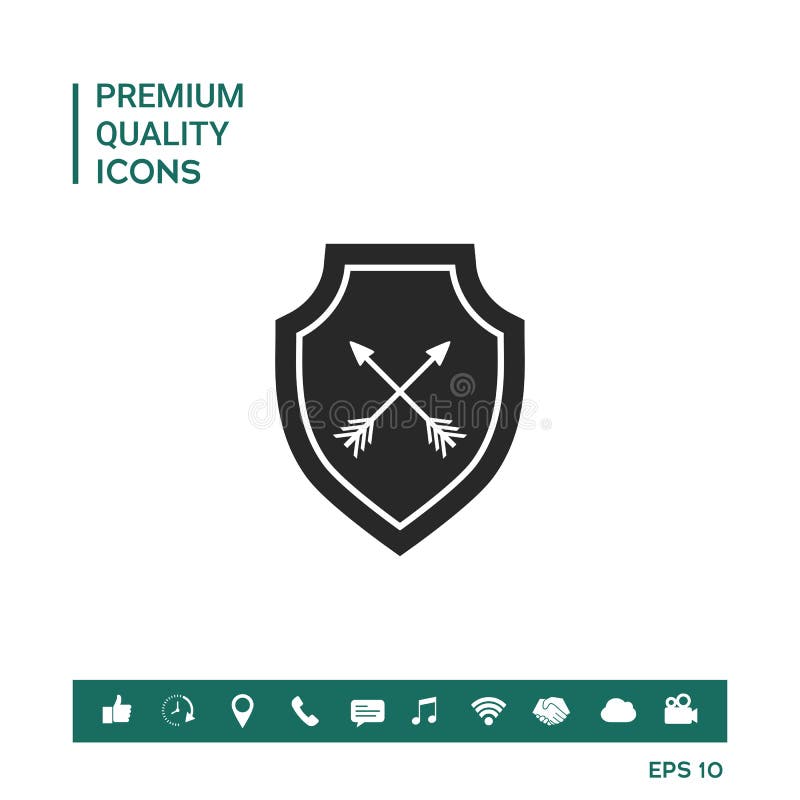 Shield with Arrows. Protection Icon Stock Vector - Illustration of ...