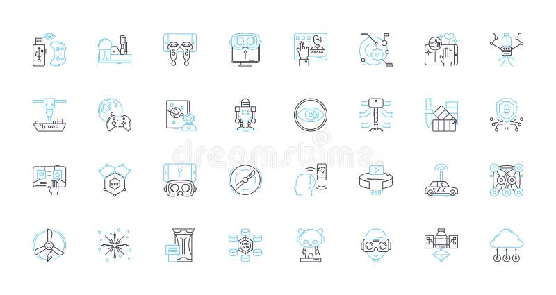 Graphic Elements Linear Icons Set. Color, Typography, Composition ...