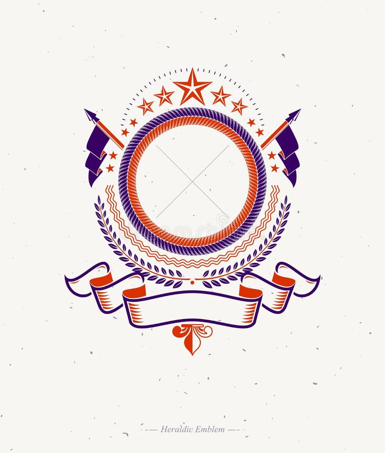 Graphic Emblem Composed with Military Star and Decorative Ribbon ...