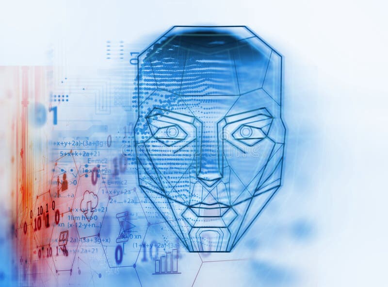Graphic Face on Abstract Technology Background Stock Illustration ...