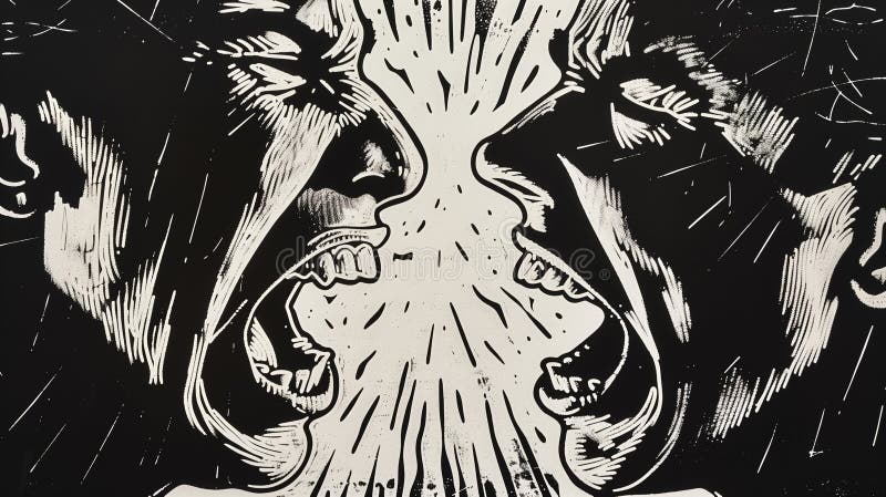 Graphic Face-off in Black and White Stock Illustration - Illustration ...