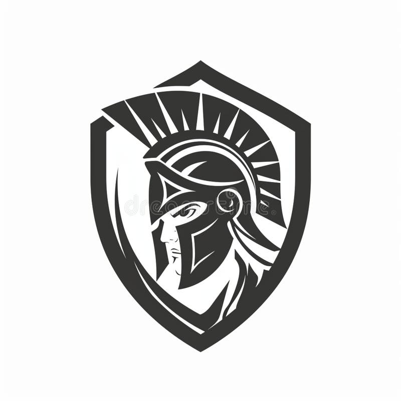 Stylized Spartan Warrior Emblem with a Shield Design. Stock ...