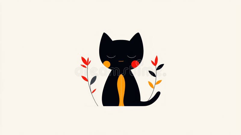Praying Cat Graphic Isolated on White Background Stock Illustration ...