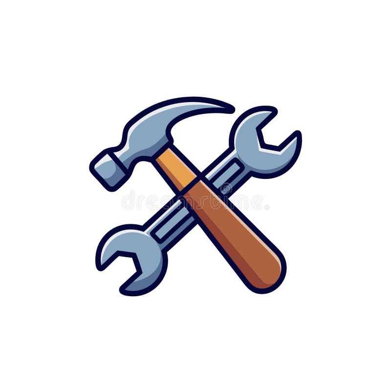 Crossed Hammer and Wrench Vector for Construction or DIY Projects Stock ...