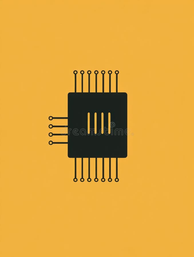 This Graphic Features a Minimalist Microchip Design with Digital Traces ...