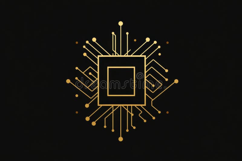 This Graphic Features a Stylized Microchip Design Surrounded by Digital ...