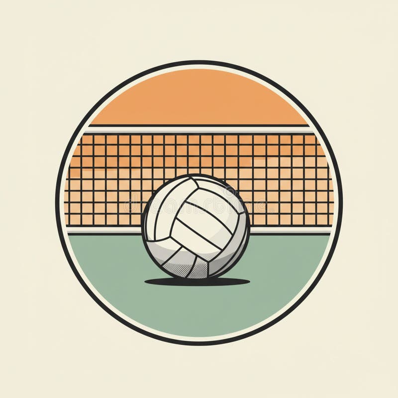 Graphic Features a Stylized Volleyball Set Against a Net, Surrounded by ...