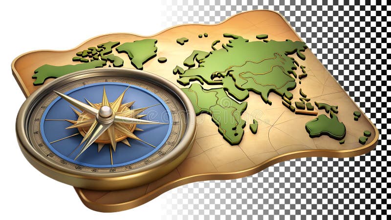 Compass on Detailed Map, Geographic Direction Exploration Concept Png ...