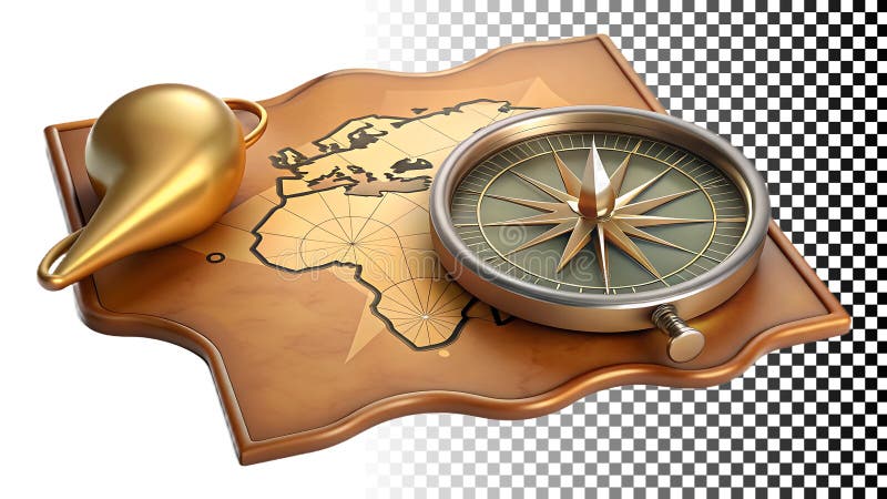 Compass on Treasure Map Scroll, Adventure Exploration Concept Graphic ...