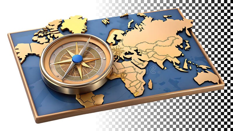 Vintage Compass on World Map, Global Exploration Travel Graphic Png ...