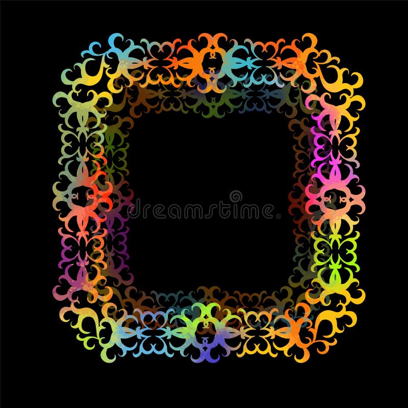 Graphic Frame of Patterns on a Black Background. Vector Illustration ...