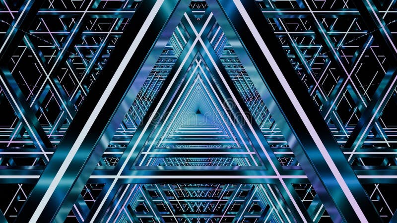 Graphic with Futuristic Geometric Triangle and Line Pattern Illuminated by Neon Lights. Design ...