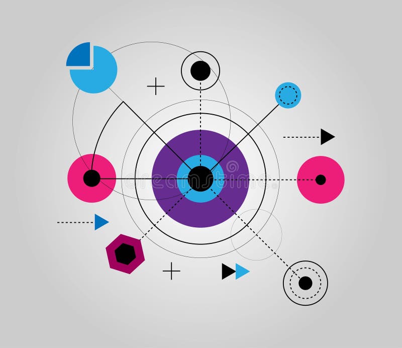 Graphic and Geometric Elements and Shapes Modern Blueprint Design in ...