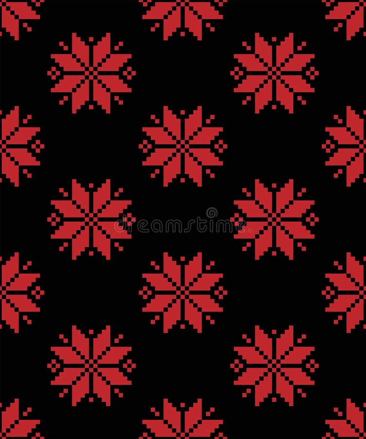 Graphic Geometric Red and Black Pixel Pattern with Ukrainian Folk ...