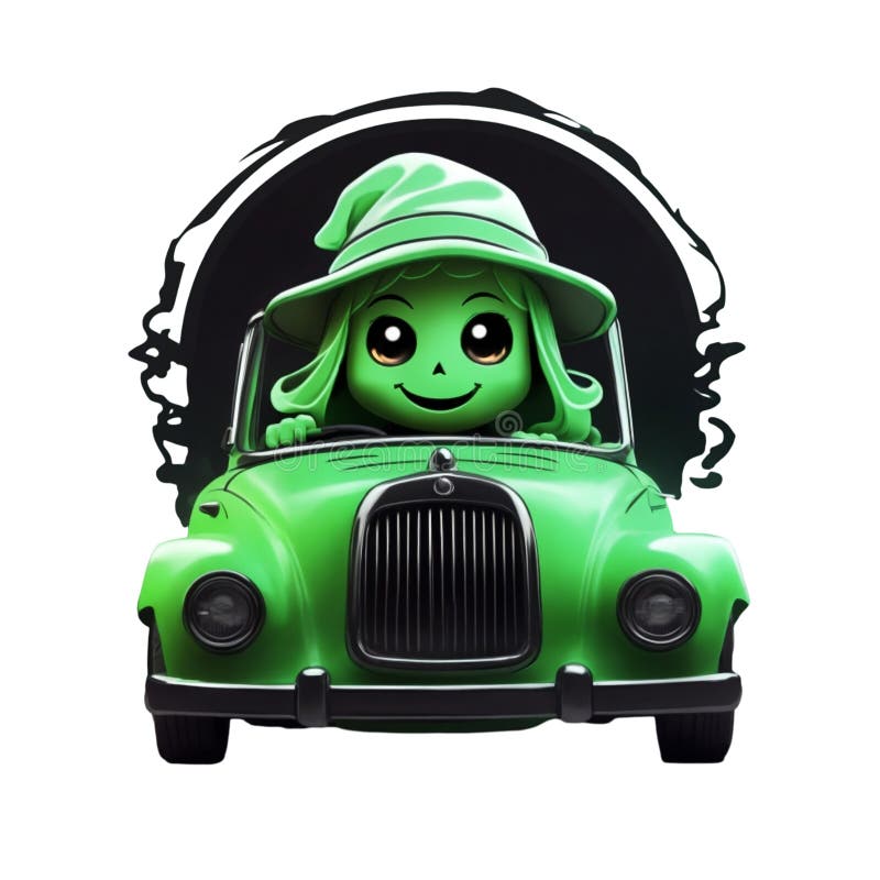 Graphic of a Ghost Driving an Old Vintage Car Stock Photo ...