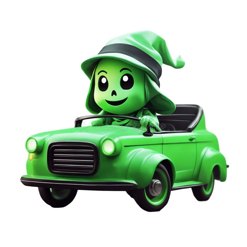 Graphic of a Ghost Driving an Old Vintage Car Stock Illustration ...