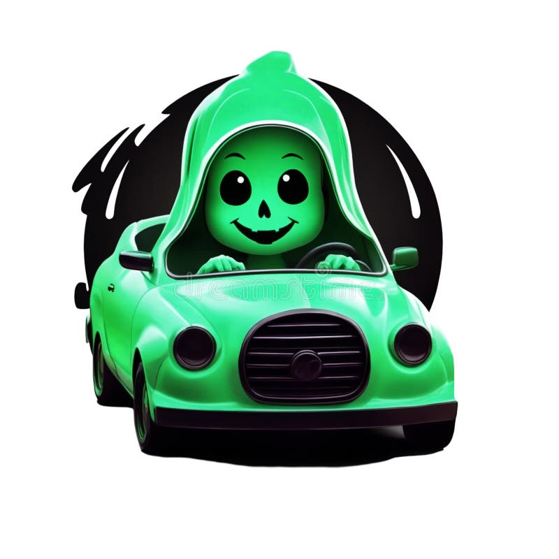 Graphic of a Ghost Driving an Old Vintage Car Stock Photo ...