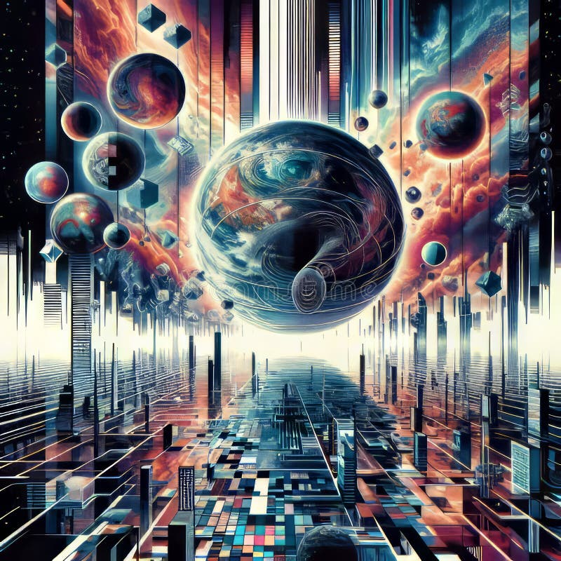 A Graphic of a Glitch Art Composition with Distorted Stock Illustration ...