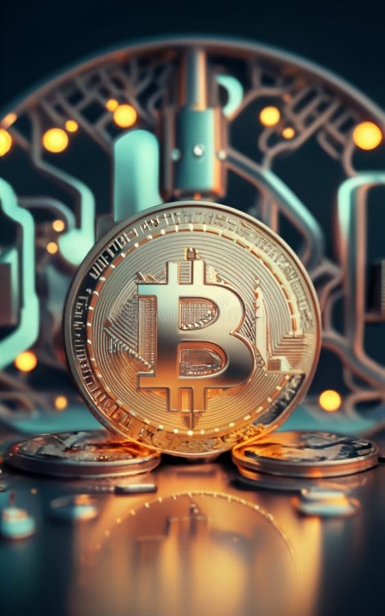 Graphic with Gold Bitcoin Cryptocurrency Symbol Stock Illustration ...