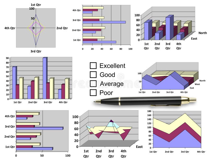 Graphic graph with pen stock illustration. Illustration of businessman ...
