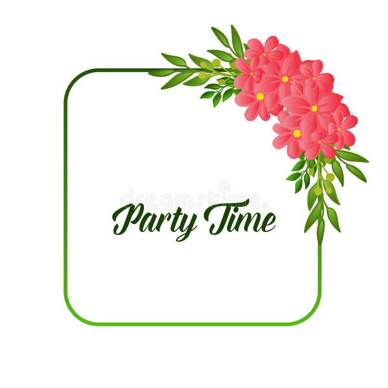 Graphic of Green Leafy Flower Frame, for Elegant Card of Party Time ...