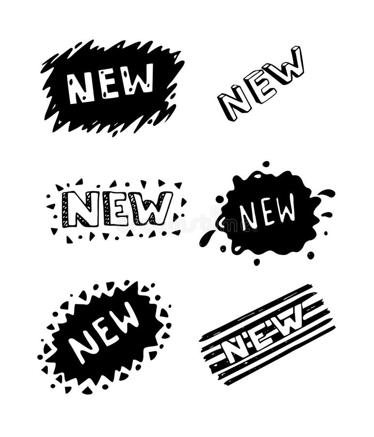 Graphic Hand Drawn Stickers with Inscription - New. Stock Vector ...
