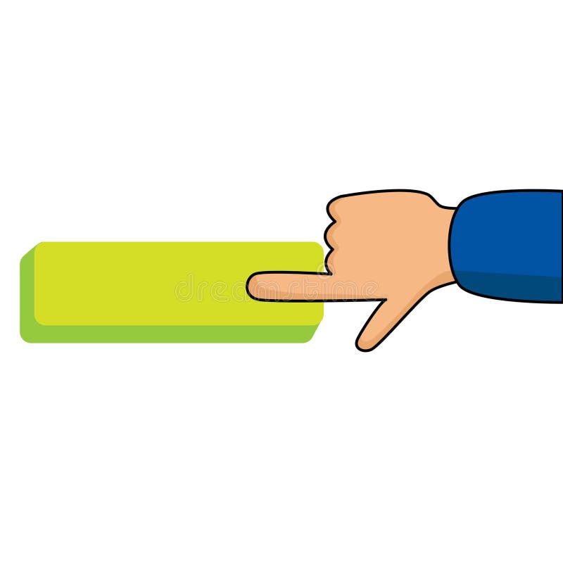 Graphic of Hand Pointing at Green Button Blank. Cartoon Stock Vector ...