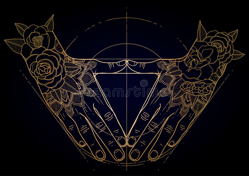 Graphic Hands in the Shape of Triangle Stock Vector - Illustration of ...