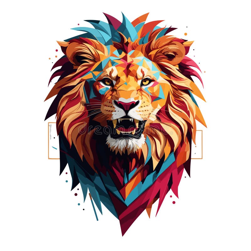 Graphic Head of Royal Lion on Isolated Background Stock Illustration ...