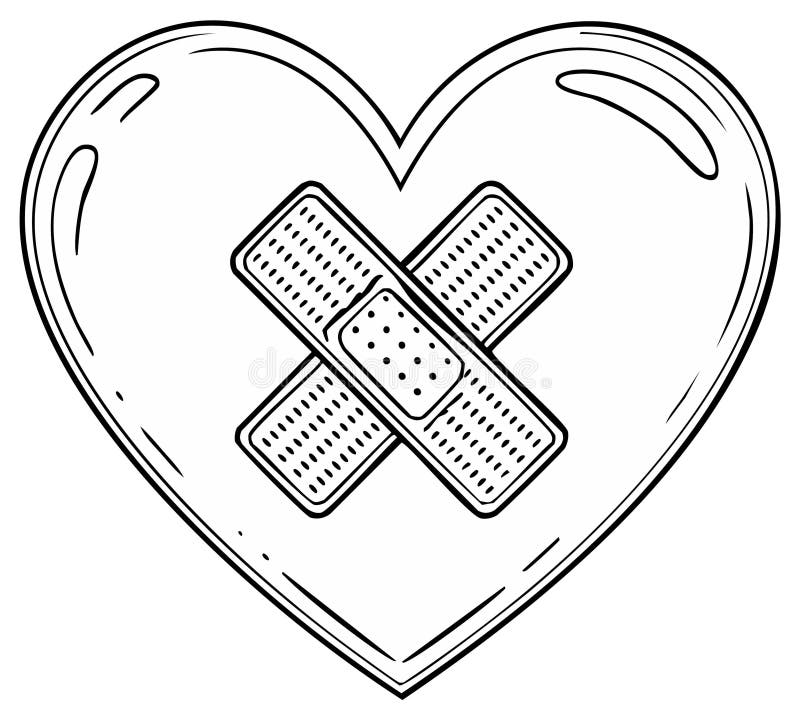 Broken Heart Illustration Icon Bandages Plaster Stock Illustrations ...