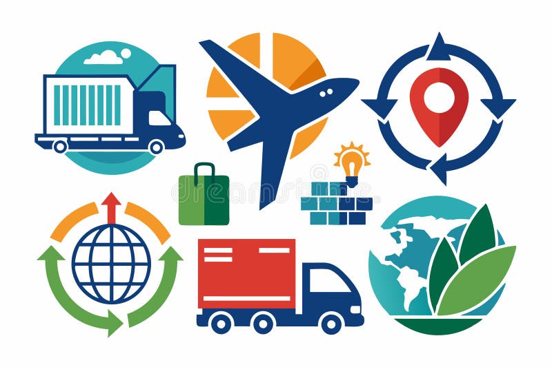 Transportation Modes Icons stock vector. Illustration of ship - 156256977