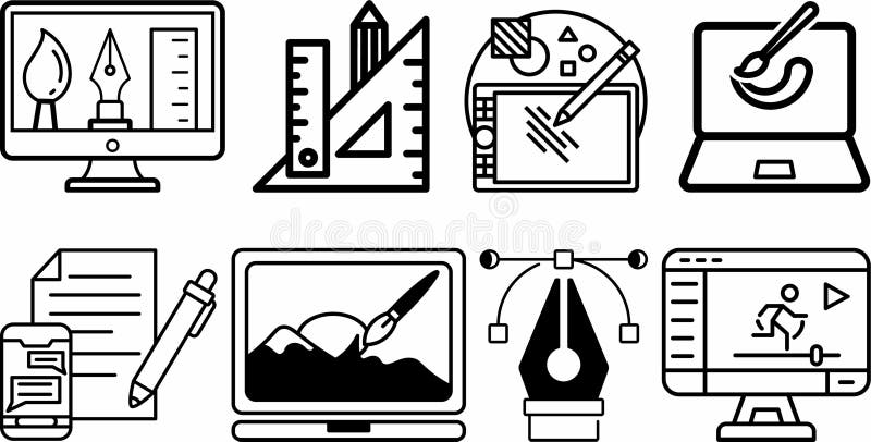 Graphic Icon Set Collection Stock Vector - Illustration of digital ...