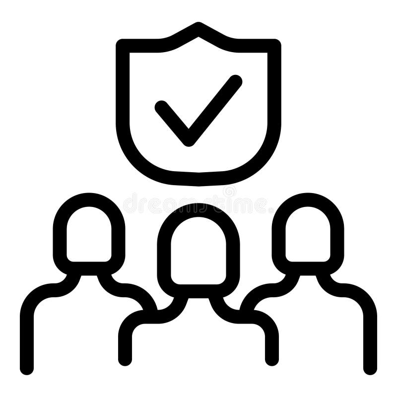 Graphic Icon of a Shield Over Three Figures, Symbolizing Team Security ...