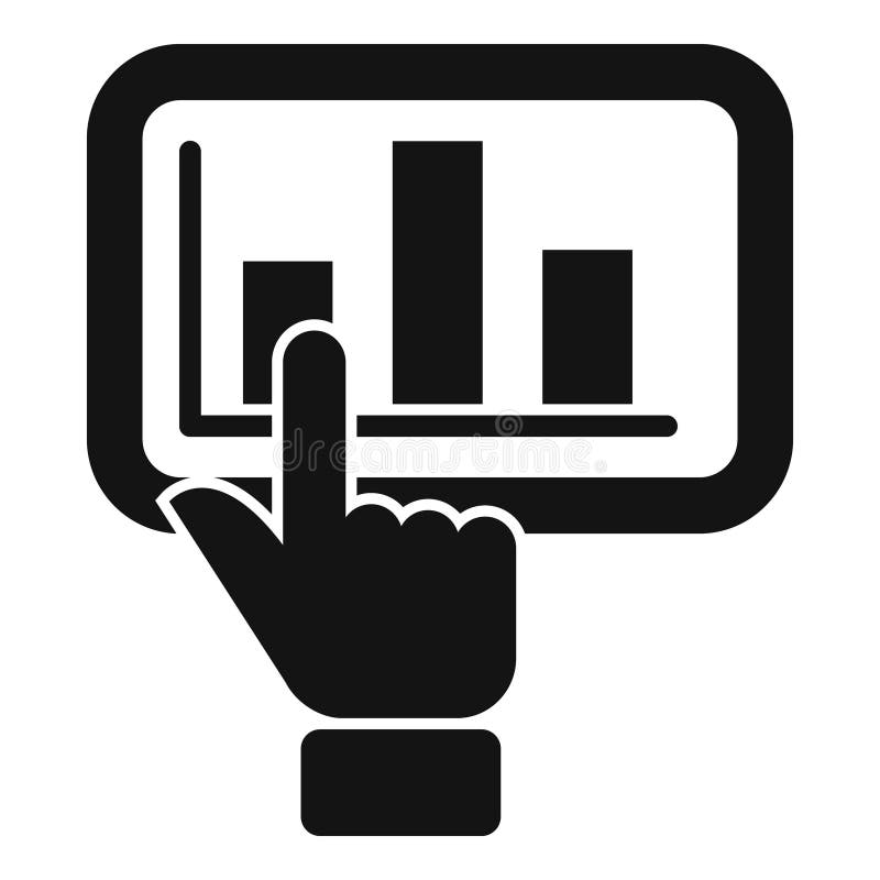 Graphic Icon Showcasing a Finger Interacting with a Bar Chart on a ...