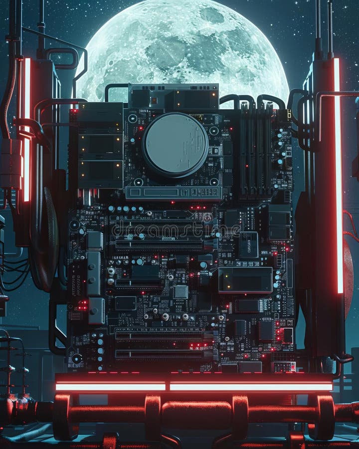 Graphic of Iconic Representation of Futuristic Technology on the Moon ...