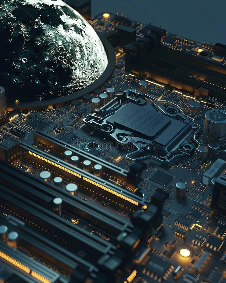 Graphic of Iconic Representation of Futuristic Technology on the Moon ...