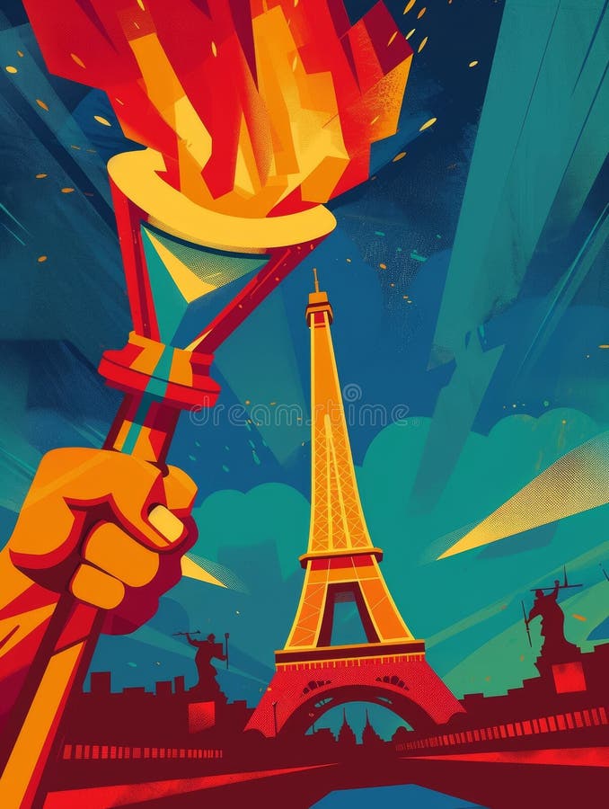 A Graphic Illustration Captures the Torch Being Held Aloft in Front of ...