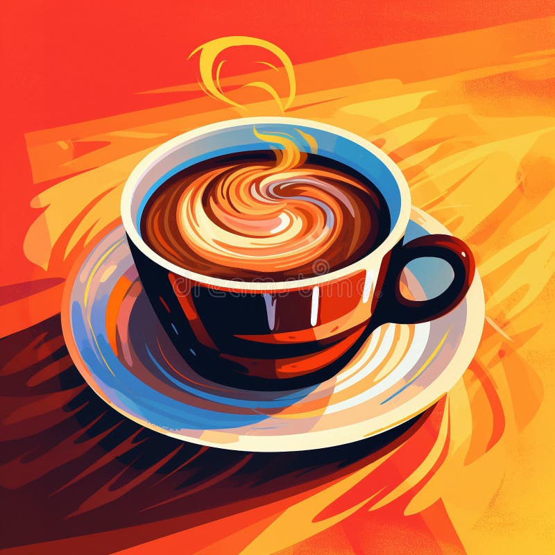 Graphic Illustration of a Cup of Invigorating Coffee Stock Illustration ...