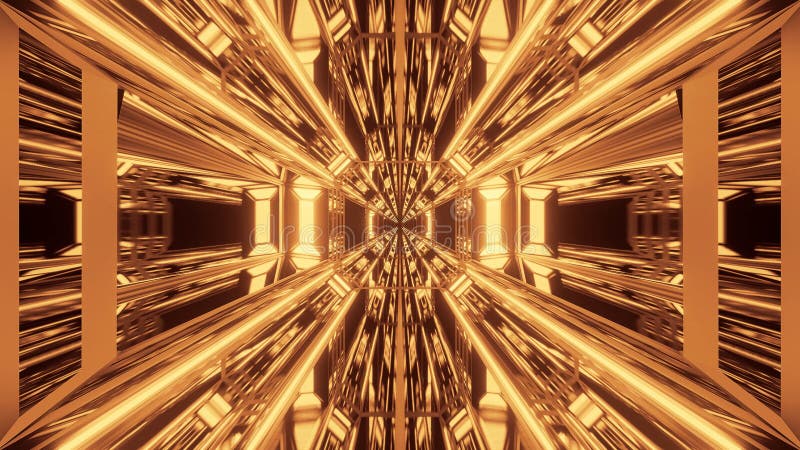 Graphic Illustration of 3D Rendered Futuristic Golden Patterns Stock ...
