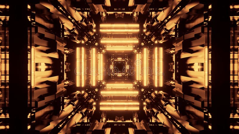 Graphic Illustration of 3D Rendered Futuristic Yellow Geometric Objects ...