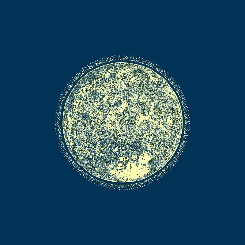 Graphic Illustration of Dots Moon in Color Stock Vector - Illustration ...