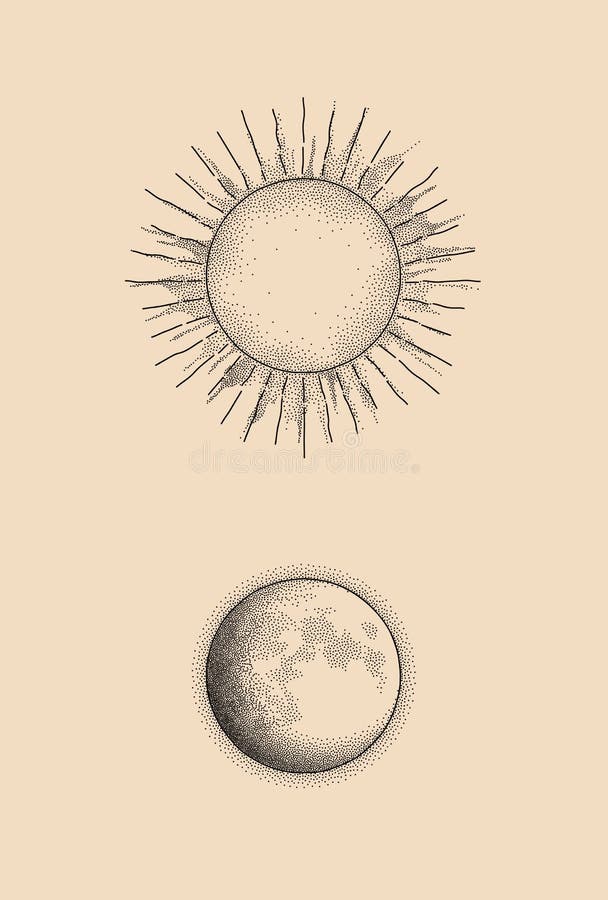 Graphic Illustration of Dots Sun and Moon Stock Vector - Illustration ...