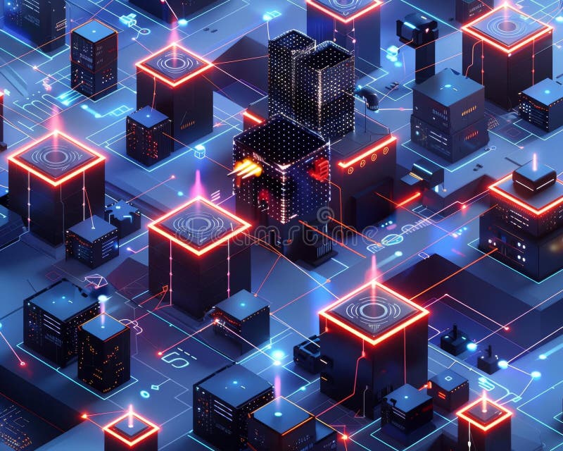 Graphic of Illustration of a Futuristic Smart City with Interconnected ...