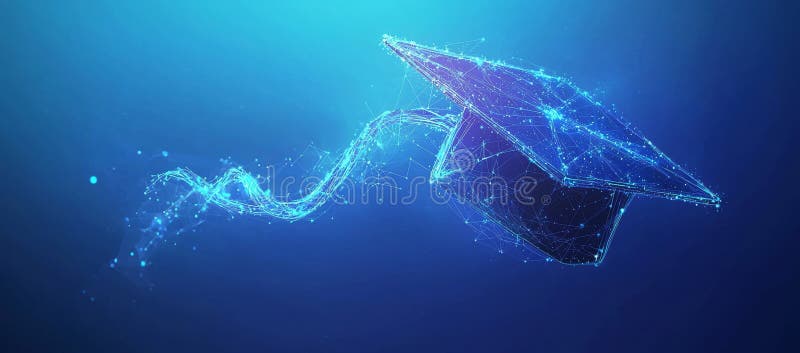 A Graphic Illustration of a Graduation Cap Made from Shining Data ...