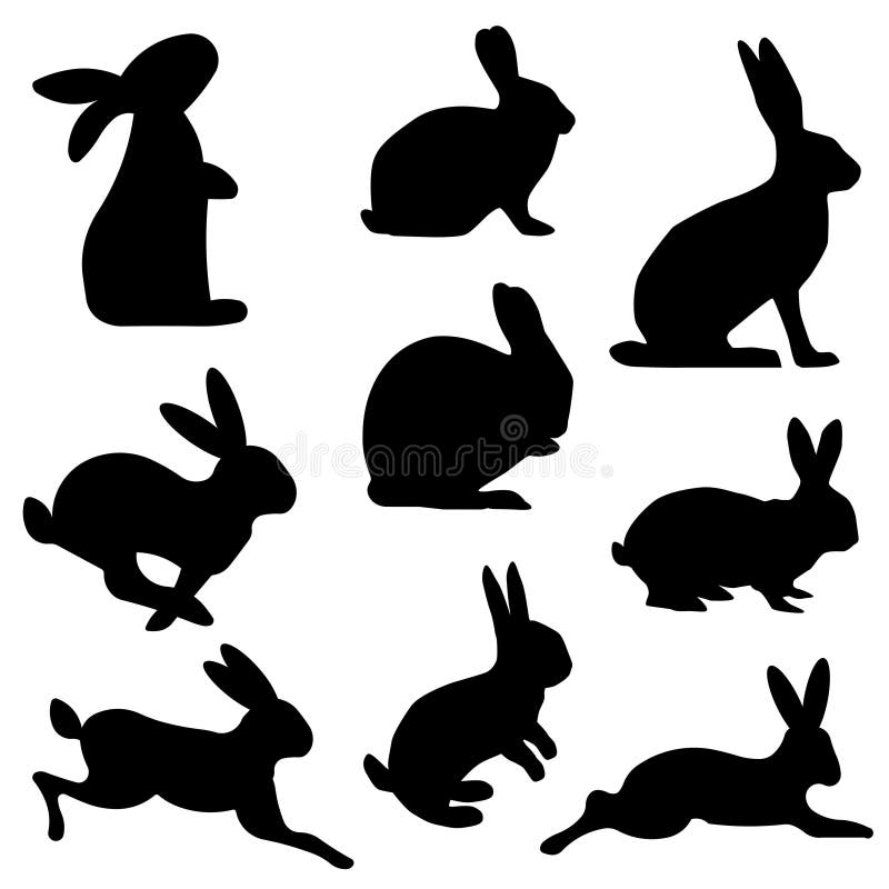 Graphic Illustration of Isolated Silhouettes of Rabbits - Suitable for ...