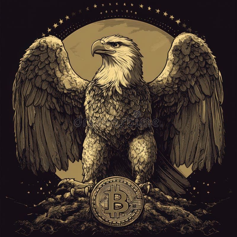 Stylized Eagle Illustration with Bitcoin Emblem Stock Photo - Image of ...