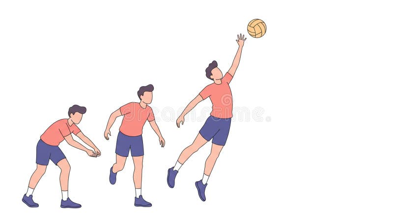 Volleyball Player in Action: Sequential Steps Stock Vector ...