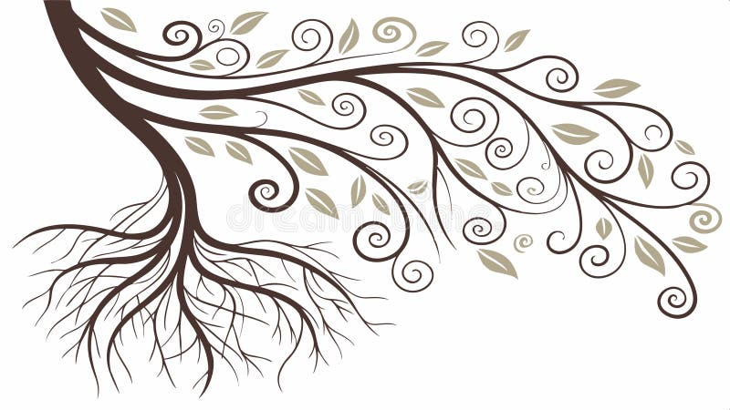 Stylized Root System or Branch Graphic Element Vector Design Generative ...