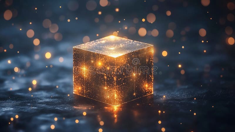 Graphic Illustration of a Technologic Cube with Glowing Light Stock ...
