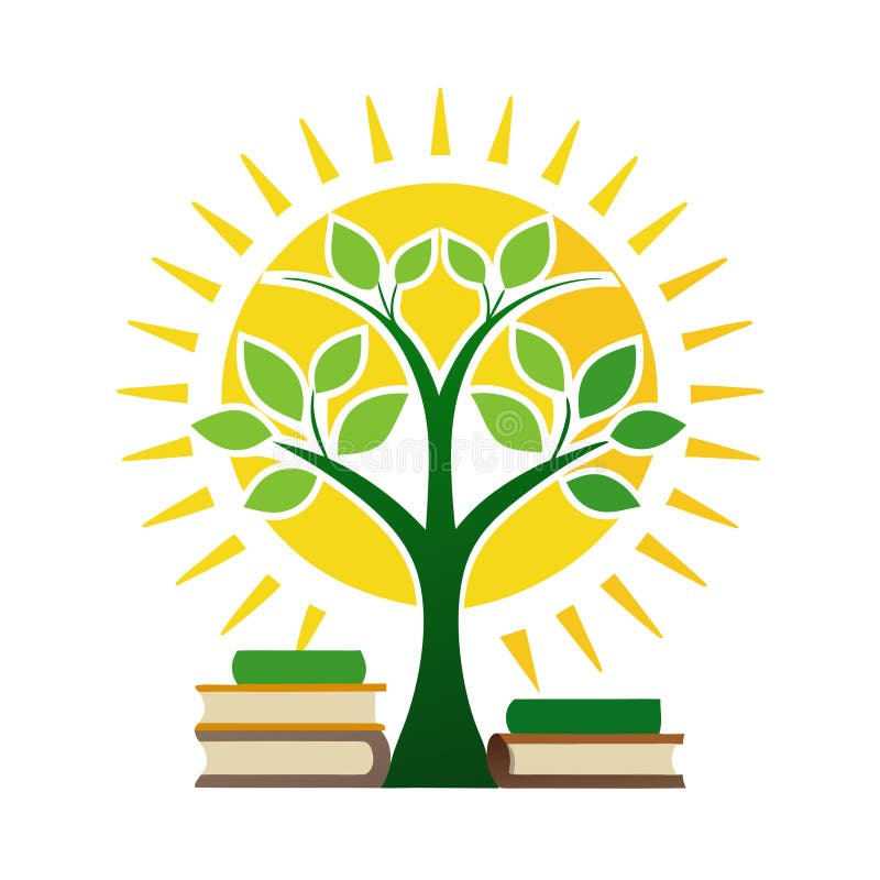 Tree of Knowledge: Books, Sun, and Growing Wisdom Graphic Illustration ...